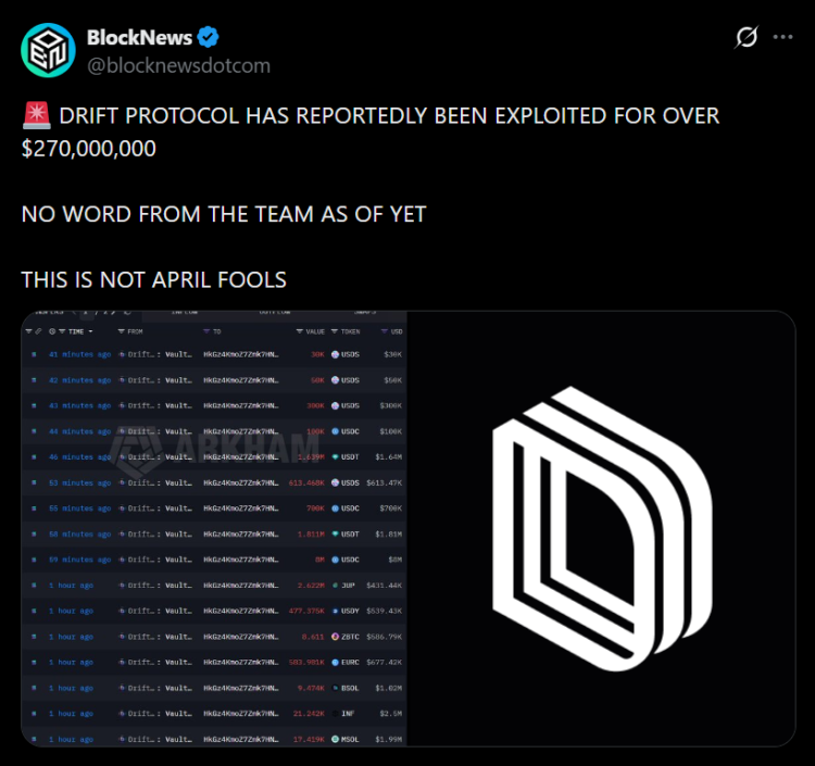DeFi Crypto Hack Hits $270M on Solana – Here Is What Happened to Drift ...