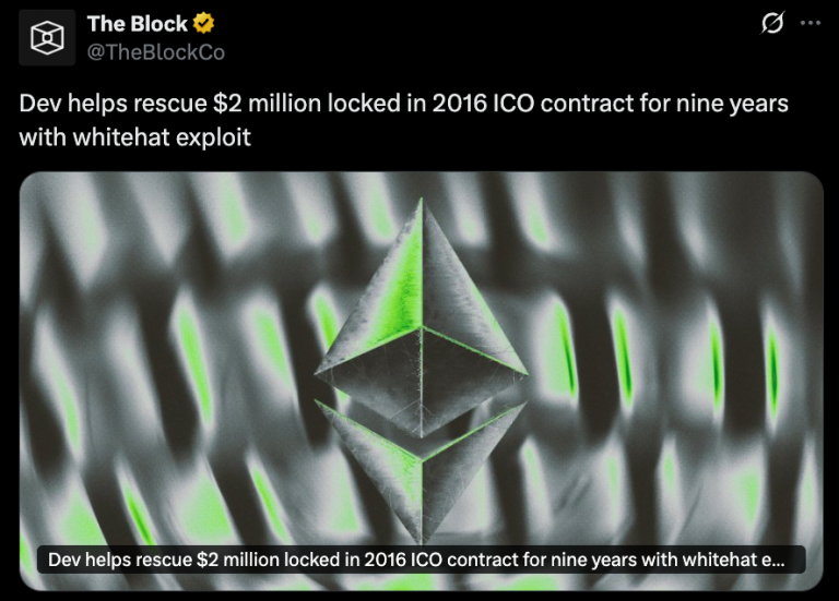 White Hat Developer Recovers $2 Million Lost Since Crypto’s ICO Days ...